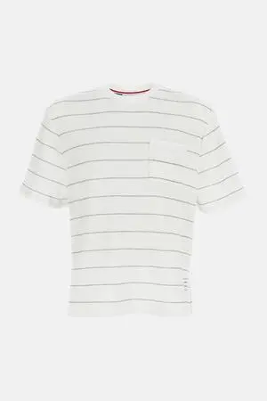 Thom Browne Short Sleeve Tee In Textured Stripe Waffle - Multicolor