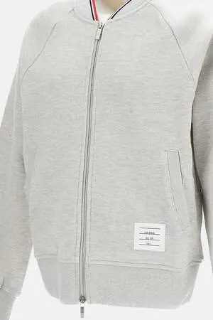 Thom Browne Cotton Loopback Bomber Jacket With Striped Detail - Multicolor