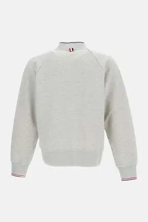 Thom Browne Cotton Loopback Bomber Jacket With Striped Detail - Multicolor