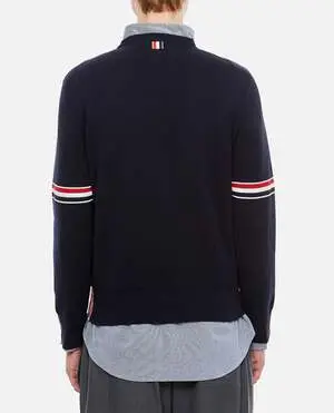 Thom Browne Milano Stitch Crewneck Pullover With Side Stripes