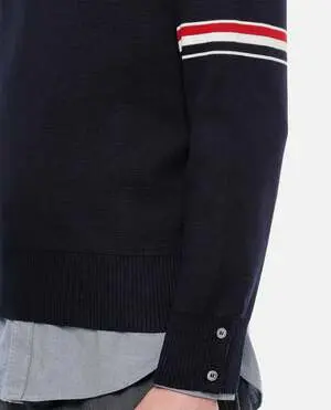 Thom Browne Milano Stitch Crewneck Pullover With Side Stripes