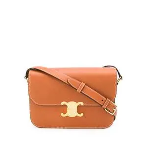 Celine Leather Shoulder Bag With Clasp - Brown