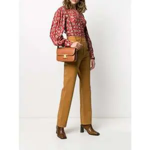 Celine Leather Shoulder Bag With Clasp - Brown