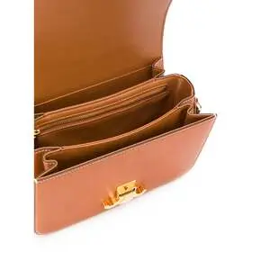 Celine Leather Shoulder Bag With Clasp - Brown