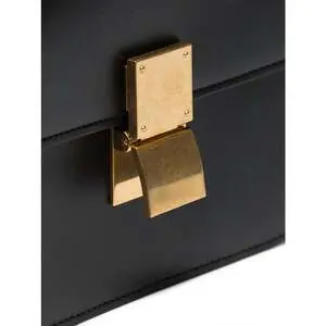 Celine Leather Box Shoulder Bag - Black