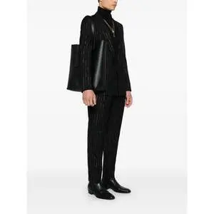 Saint Laurent Grained Calf Leather Tote Bag - Black