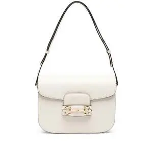 Gucci Calf Leather Horsebit Shoulder Bag - White