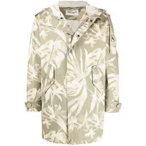 Saint Laurent Cotton-linen Blend Parka With Drawstring Hood - Green