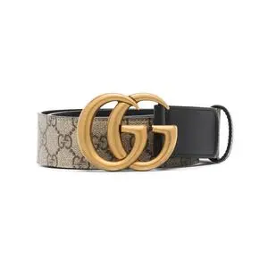 Gucci Gucci GG Supreme Canvas Belt With Double G Buckle Cream