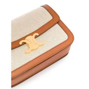 Celine Panelled Leather And Canvas Shoulder Bag