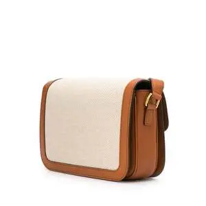 Celine Panelled Leather And Canvas Shoulder Bag