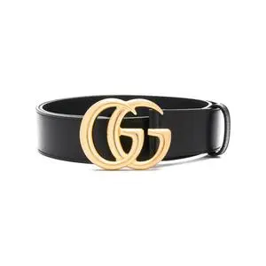 Gucci Leather Belt With Gold-tone Buckle - Black