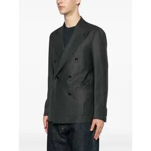Tagliatore Grey Virgin Wool Double-breasted Blazer