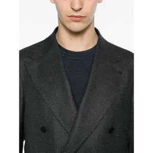 Tagliatore Grey Virgin Wool Double-breasted Blazer