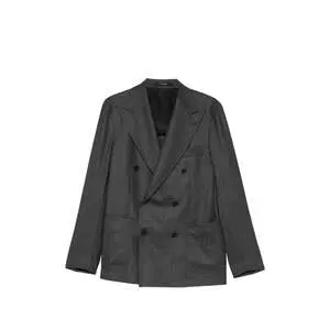 Tagliatore Grey Virgin Wool Double-breasted Blazer - Gray