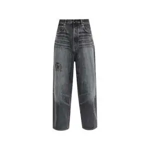 Balenciaga Grey Denim Wide-leg Jeans - Gray