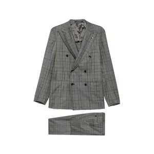 Tagliatore Grey Suits Double Breasted Suits - Gray