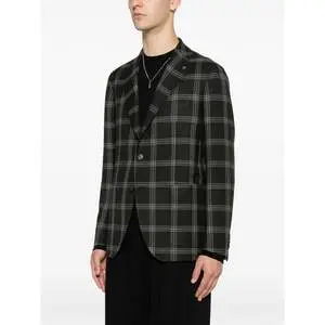 Tagliatore Grey Check Pattern Virgin Wool Blazer