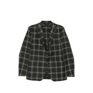 Tagliatore Grey Check Pattern Virgin Wool Blazer - Gray