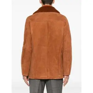 Tagliatore Shearling Trimmed Leather Coat