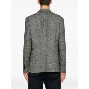 Tagliatore Grey Houndstooth Blazer - Gray
