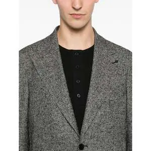 Tagliatore Grey Houndstooth Blazer - Gray