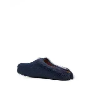 Marni Shearling Trimmed Slip-on Slippers - Blue