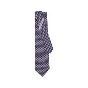 FERRAGAMO Navy Football Motif Neck Tie - Blue