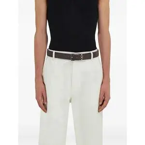 FERRAGAMO Calfskin Belt With Buckle Fastening - Brown