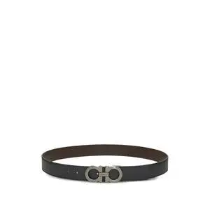 FERRAGAMO Double Gancini Belt - Black