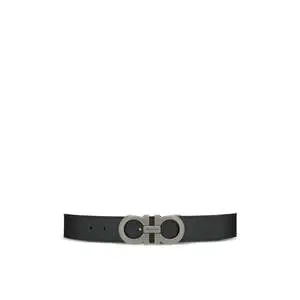 FERRAGAMO Double Gancini Belt - Black