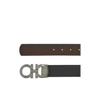 FERRAGAMO Double Gancini Belt - Black