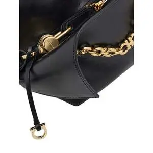 FERRAGAMO Calfskin Leather Shoulder Bag With Gold-tone Chain