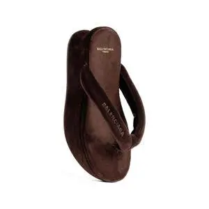 Balenciaga Velvet Platform Flip-flops - Brown