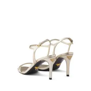 Prada Tone Leather Strappy Sandals - Gold