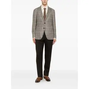 Tagliatore Checked Virgin Wool Blazer With Notched Lapels