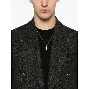 Tagliatore Double-breasted Peak Lapel Textured Blazer - Gray