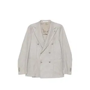 Tagliatore Grey Check Pattern Wool, Silk, Linen, Alpaca And Polyamide Blazer - Gray