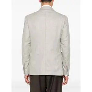 Tagliatore Grey Check Pattern Wool, Silk, Linen, Alpaca And Polyamide Blazer - Gray