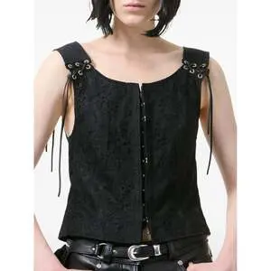 Our Legacy Floral Lace Overlay Vest With Tie-fastening Straps