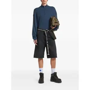 Balenciaga Denim Shorts With Logo Waistband