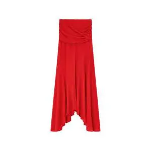 GANNI GANNI Asymmetric Draped Skirt Red