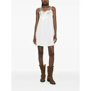 MAISON MARGIELA White Lace Trimmed Tulle Overlay Dress
