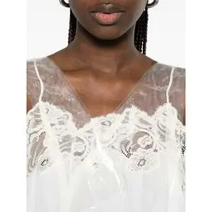 MAISON MARGIELA White Lace Trimmed Tulle Overlay Dress