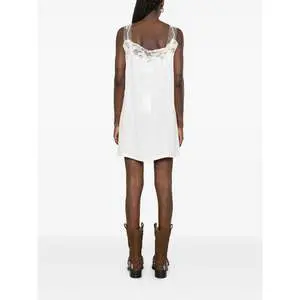 MAISON MARGIELA White Lace Trimmed Tulle Overlay Dress