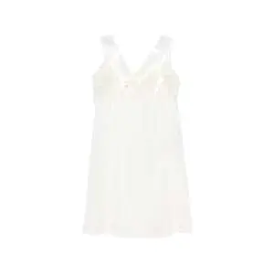 MAISON MARGIELA White Lace Trimmed Tulle Overlay Dress - Brown