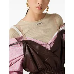 Miu Miu Striped Long Sleeve Shirt Dress