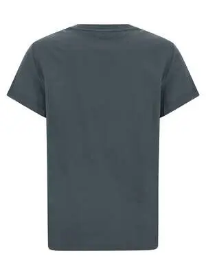 Max Mara Papaia Cotton T-shirt With Monogram Pocket - Gray