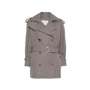 Max Mara MAX MARA Grey Double-Breasted Trench Coat Gray