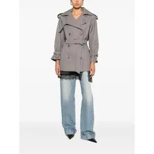 Max Mara Grey Double-breasted Trench Coat - Gray